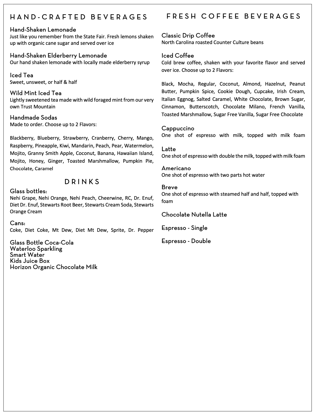 Cafe & Menu | Trust General Store & Cafe | Hot Springs, North Carolina