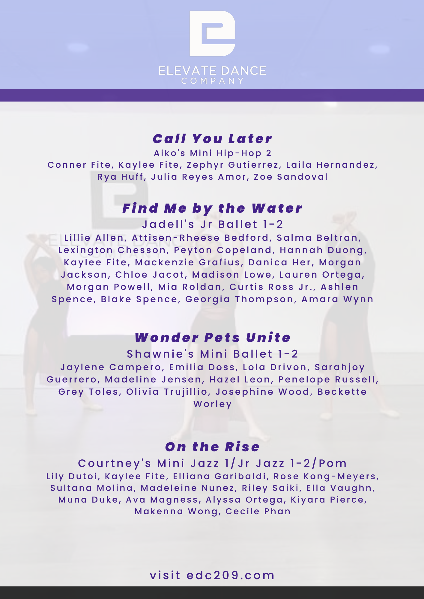 Showcase Program — Elevate Dance Company