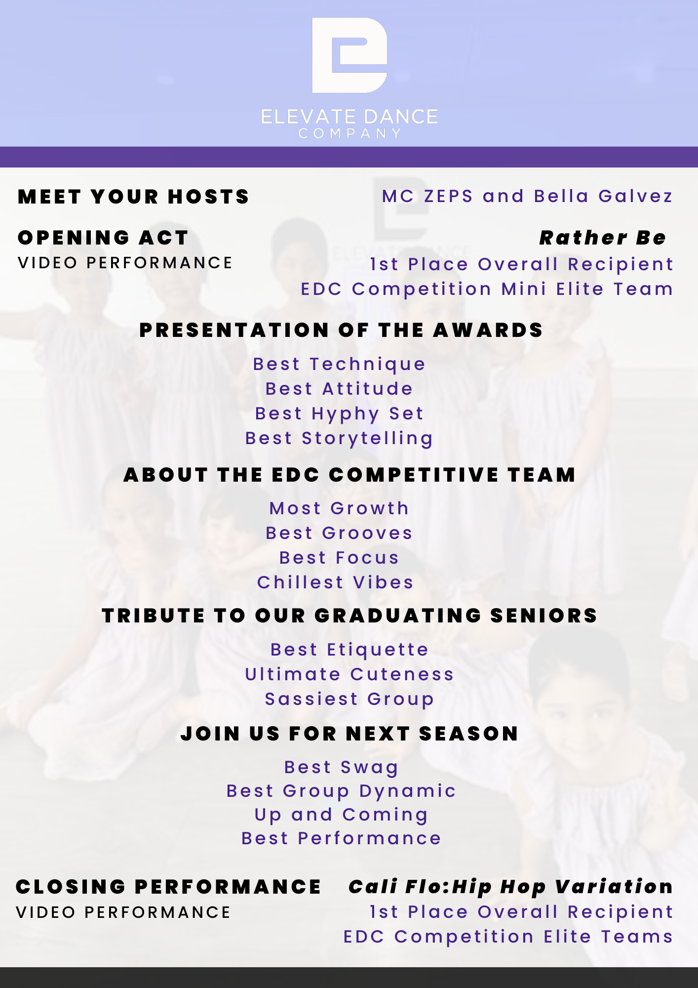 Showcase Program — Elevate Dance Company