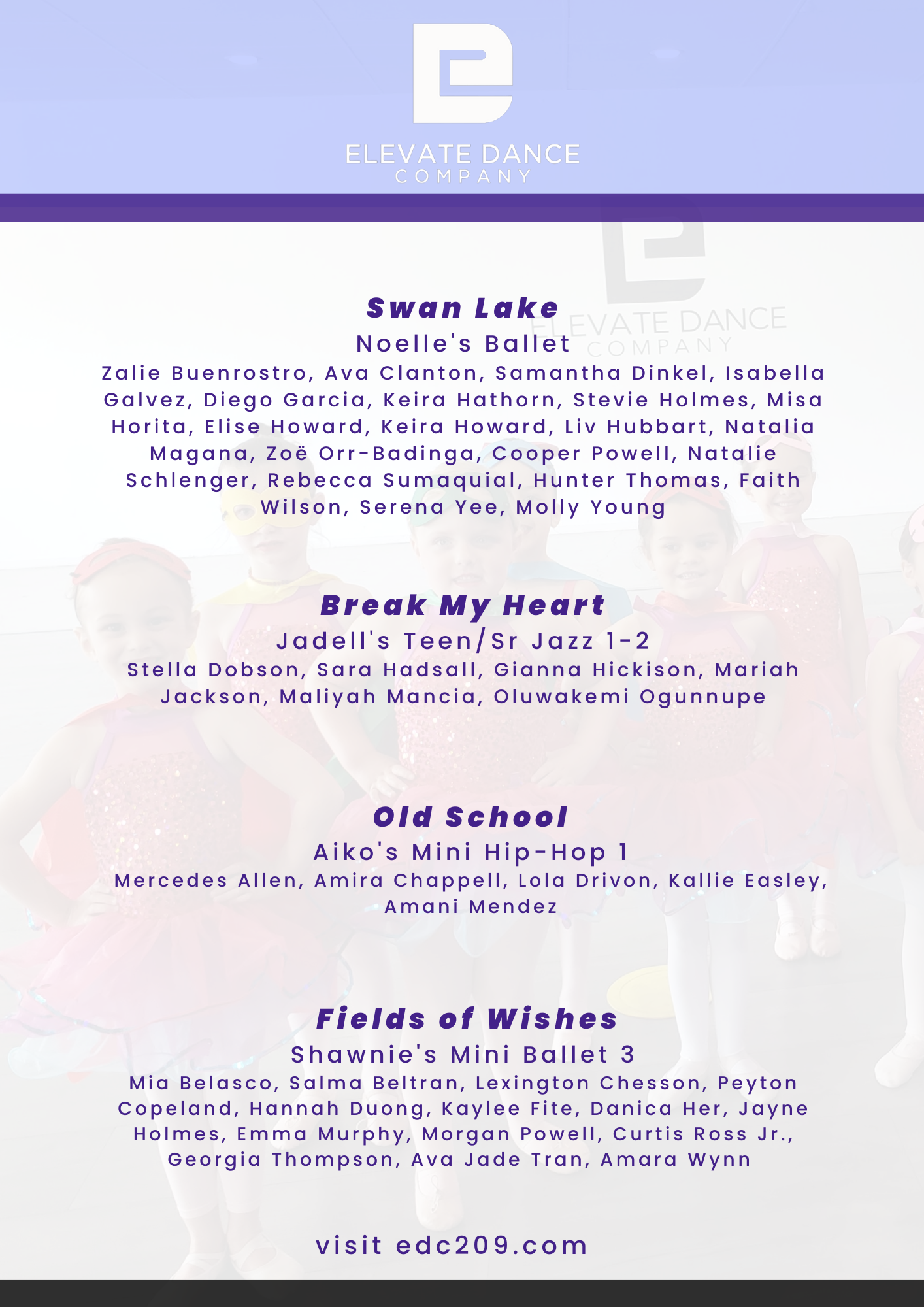 Showcase Program — Elevate Dance Company