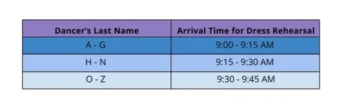 Elevate Dance Company's Calendar and Schedule — Elevate Dance Company