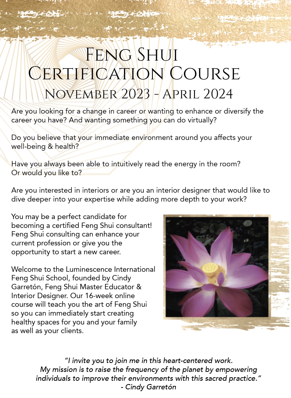 Feng Shui Certification — Cindy Garreton Interior Design