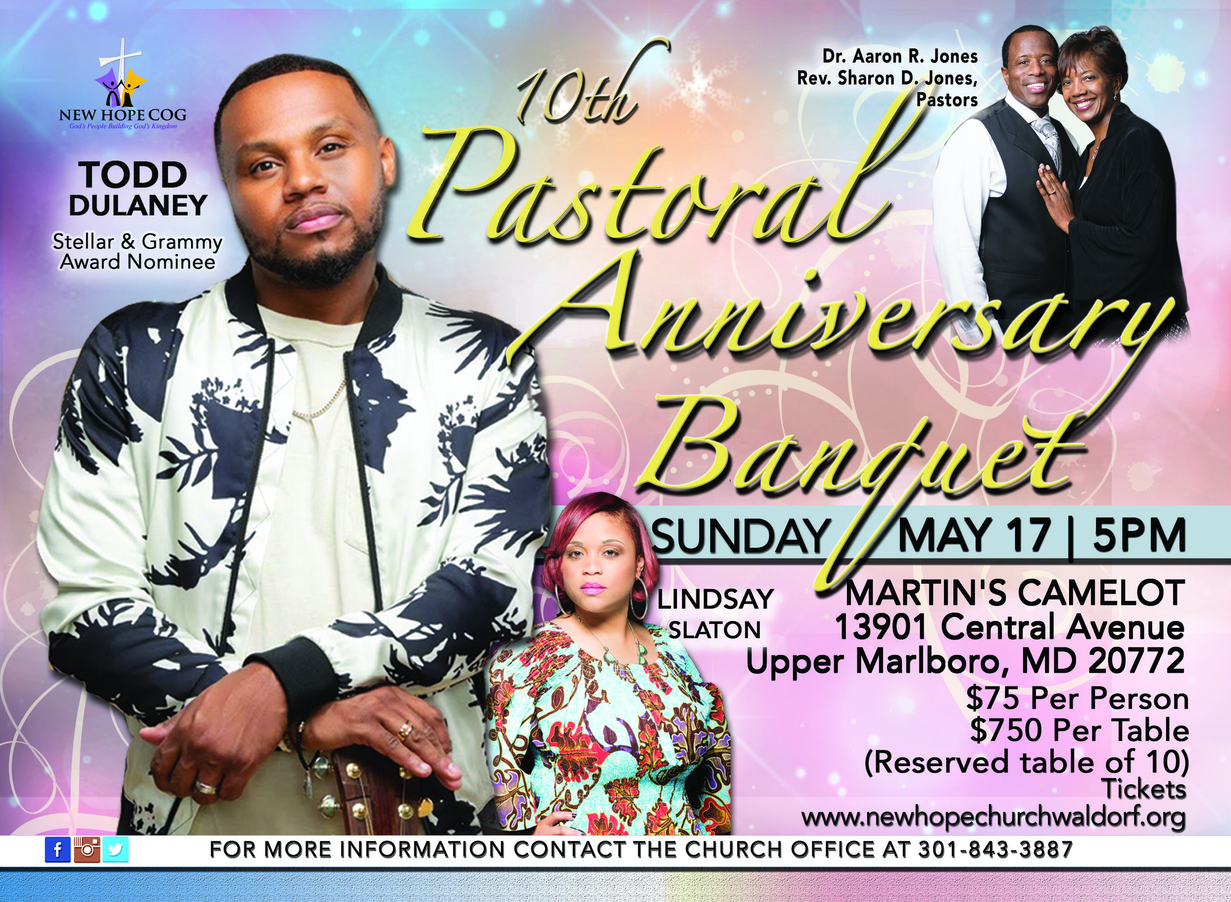 10th Pastoral Anniversary Banquet Registration — New Hope Church