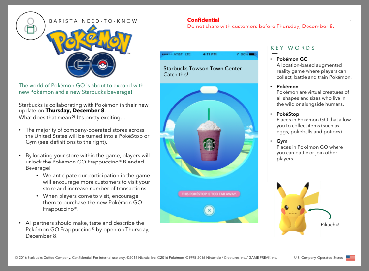 Starbucks Memo To Employees Leaks New Pokemon Coming To POKEMON GO ...