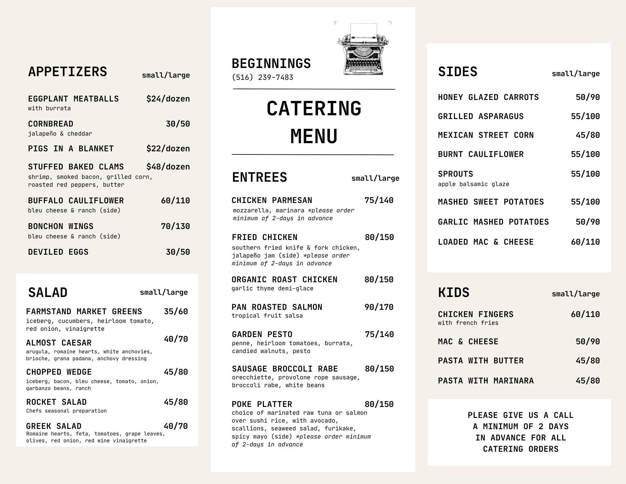 Daily Menu — beginnings