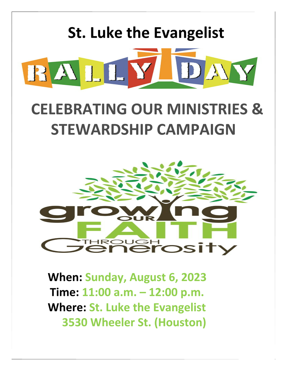 Rally Day and Stewardship of Giving Campaign — St. Luke the Evangelist ...