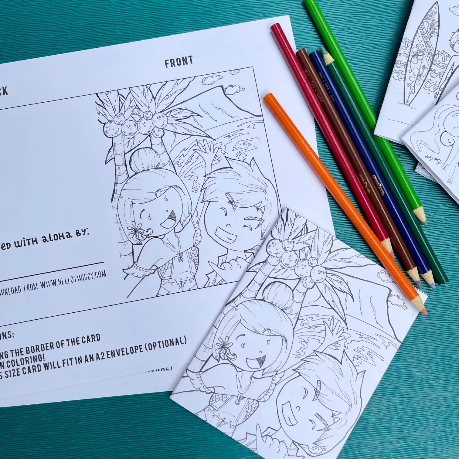 PRINTABLES: DIAMOND HEAD COLORING NOTE CARD — Twiggy