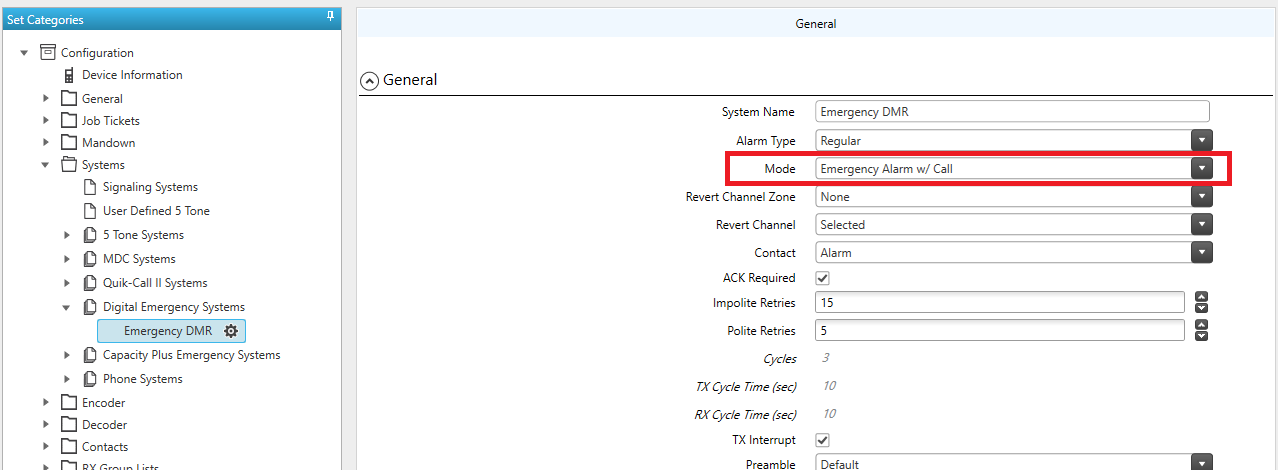CPS configuration (field radios connected to a water sensor ...