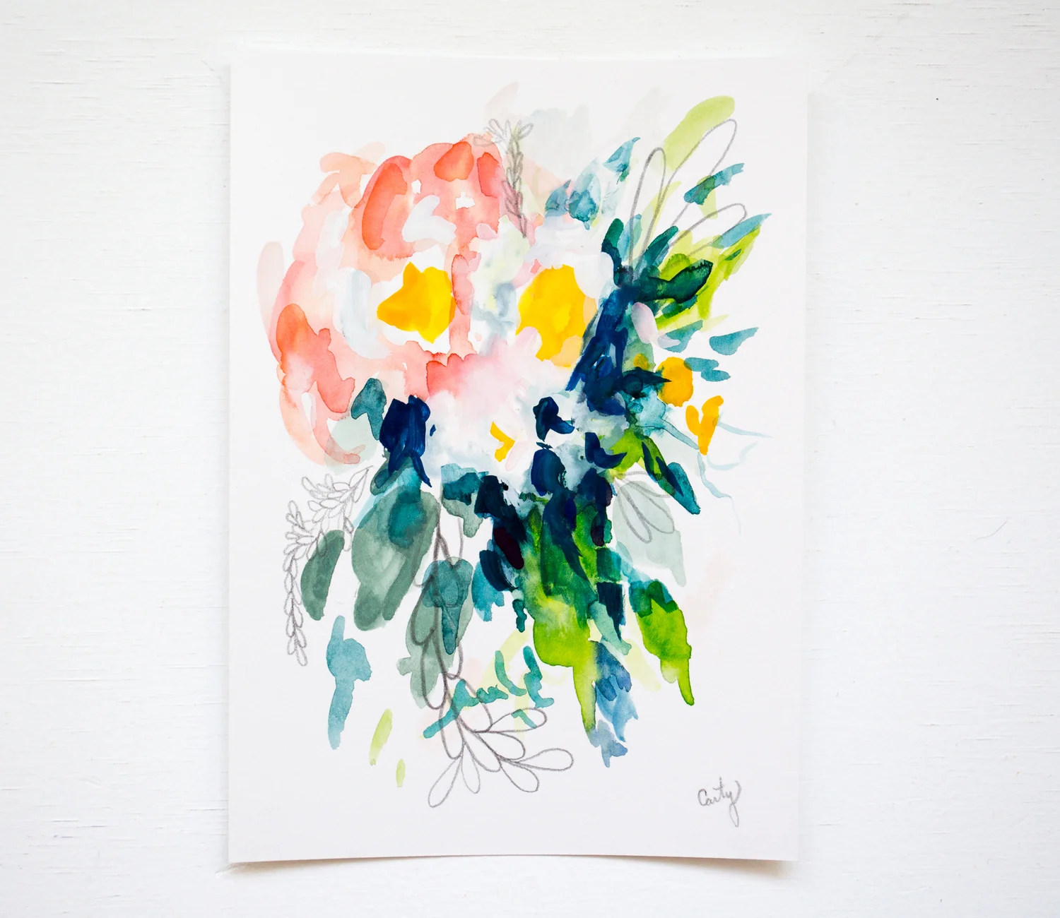 Peony Watercolor Abstract