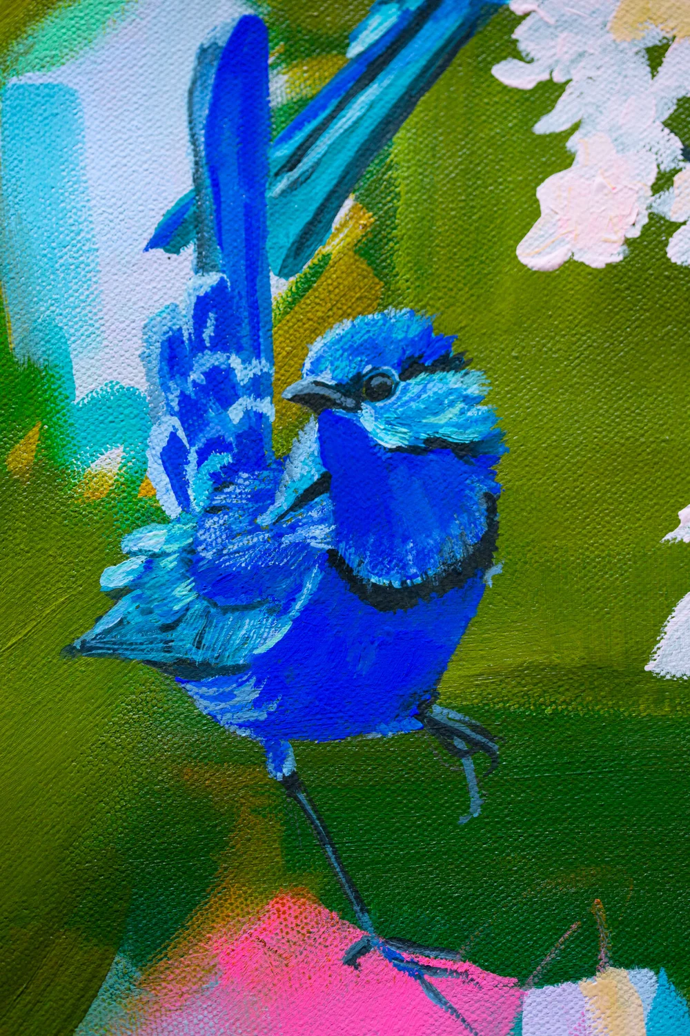 Abstract Blue Bird Painting