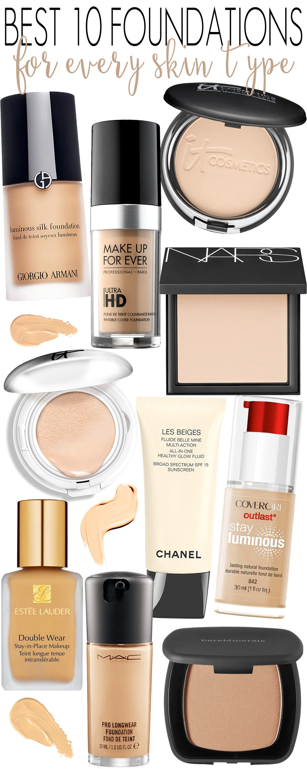 Best 10 Foundations for Every Skin Type. — Beautiful Makeup Search