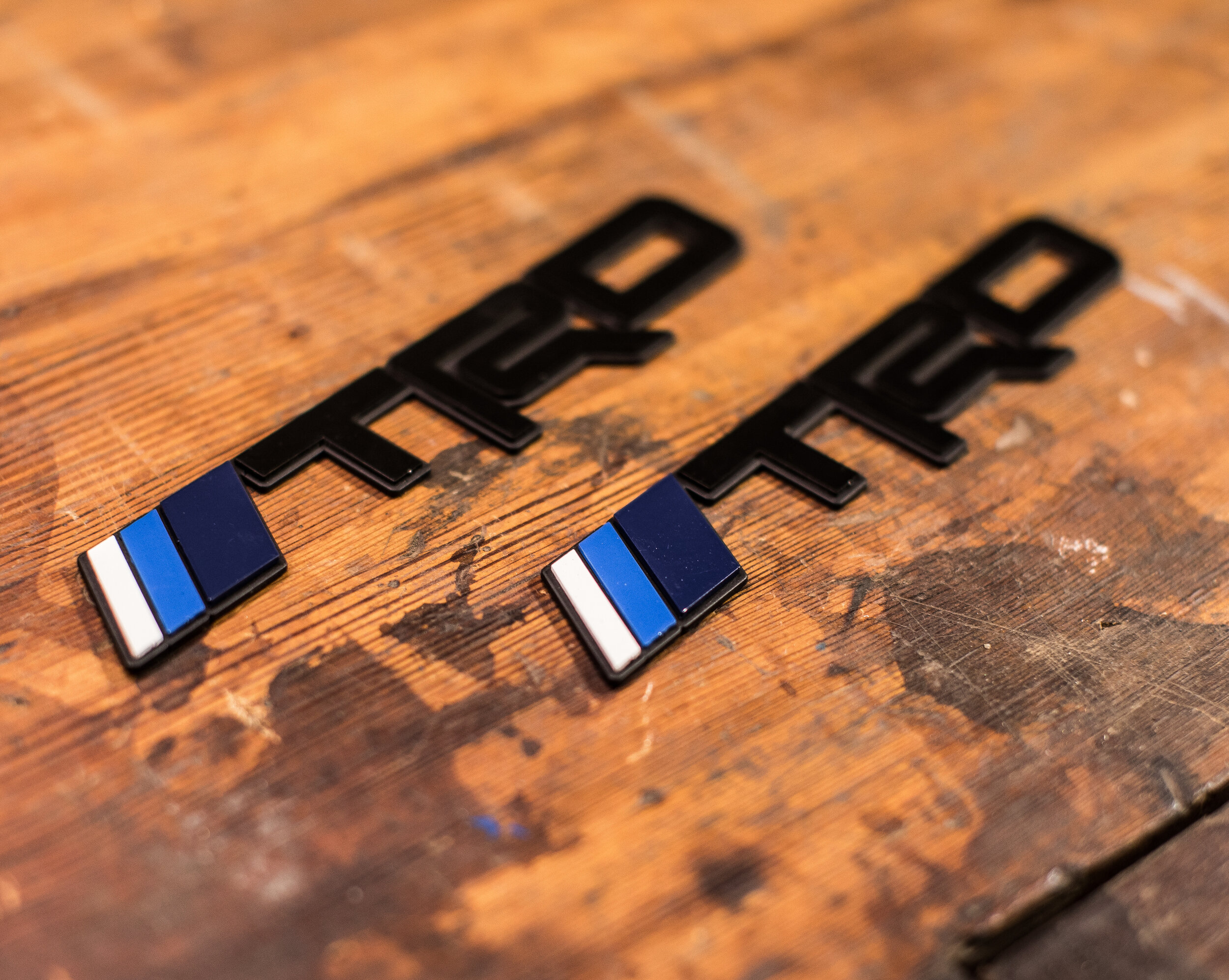 TRD Toyota 4Runner Badge Blue Edition - Stainless Steel — Kempter Kustoms
