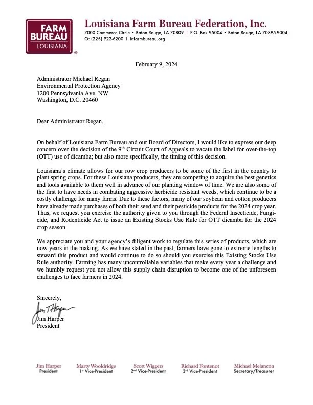 Louisiana Farm Bureau Asks EPA to Issue Existing Stocks Use Rule for ...