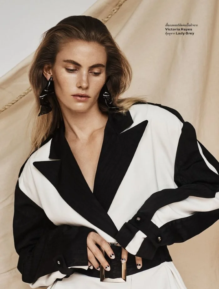 Emily Baker Tailors Up In 'Before The Fall' By Caleb & Gladys For L ...
