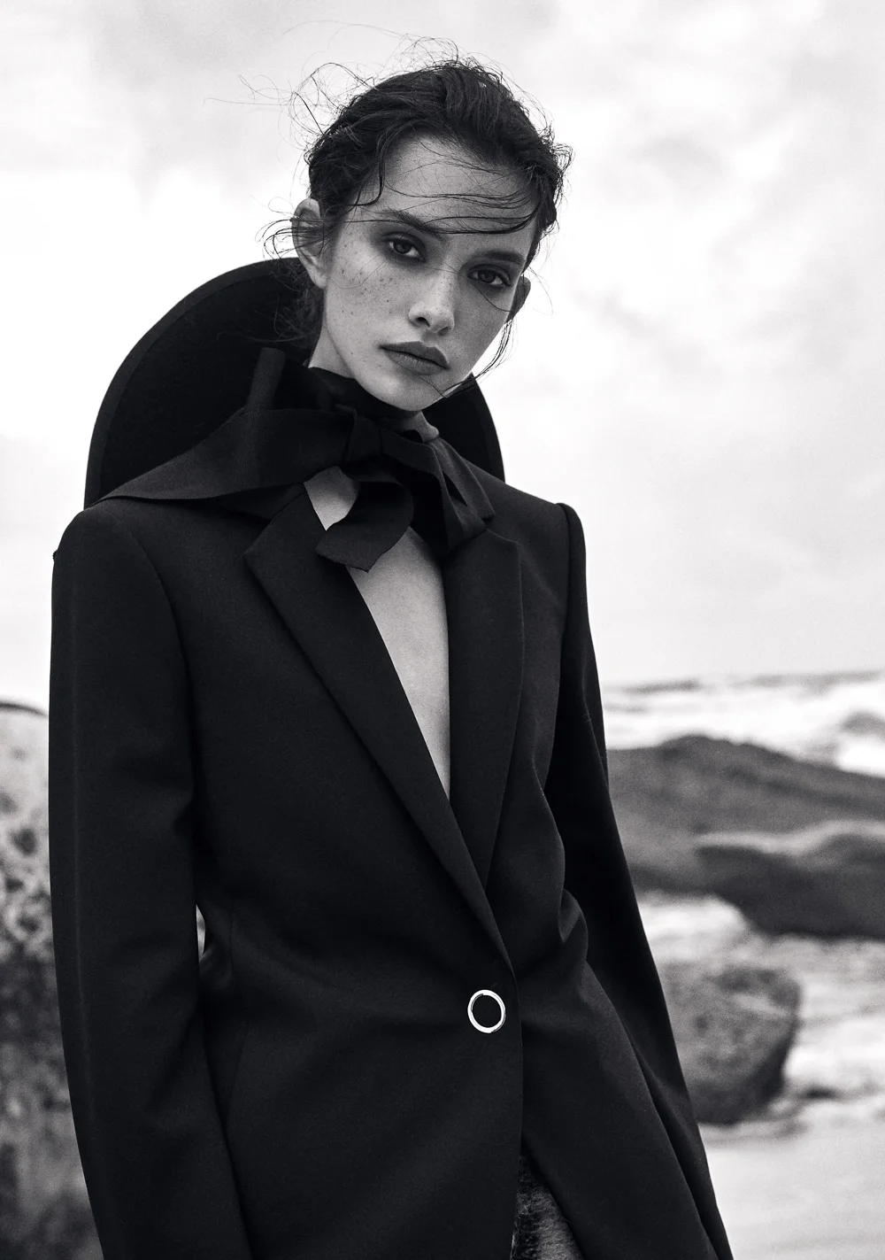 Zoe Bernard Strolls Pensively By The Sea In Jeremy Choh Images For ELLE ...