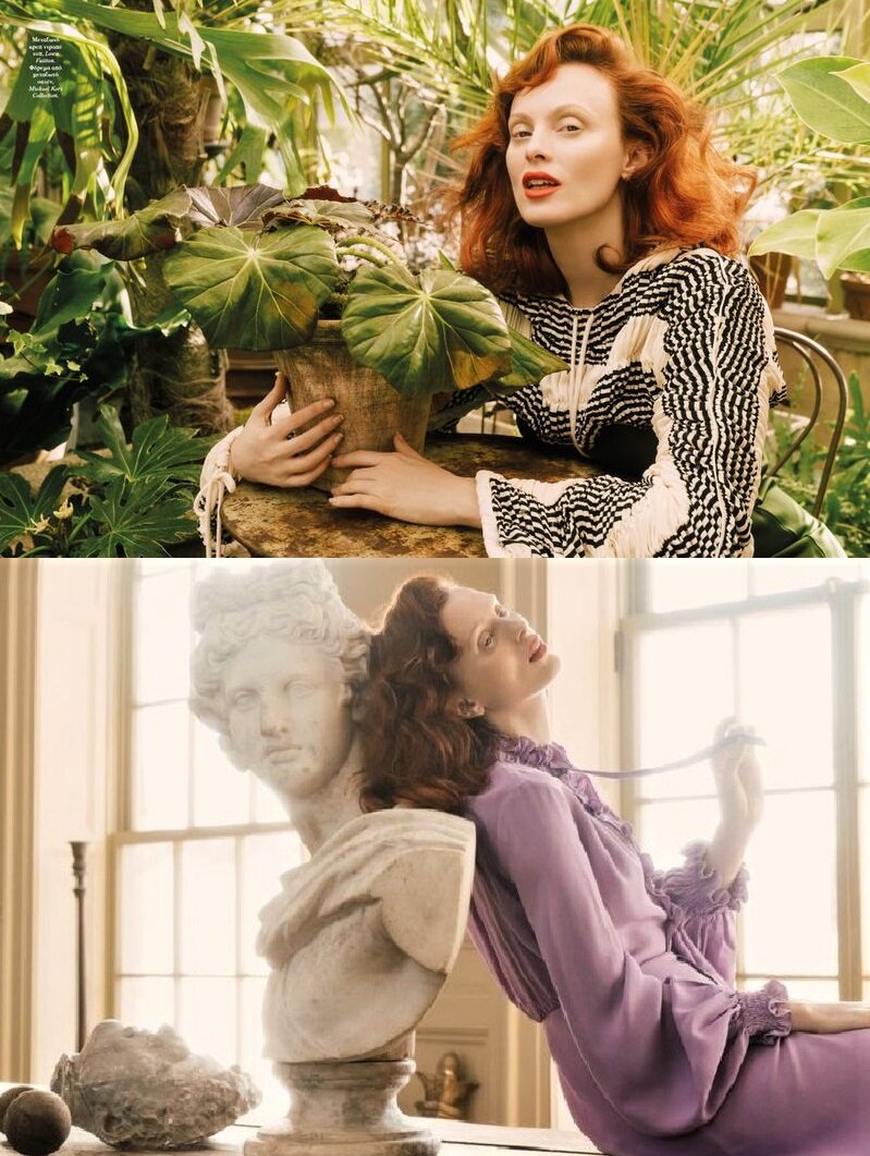 Karen Elson Communes with Greens in Vogue Greece April 2021 by ...