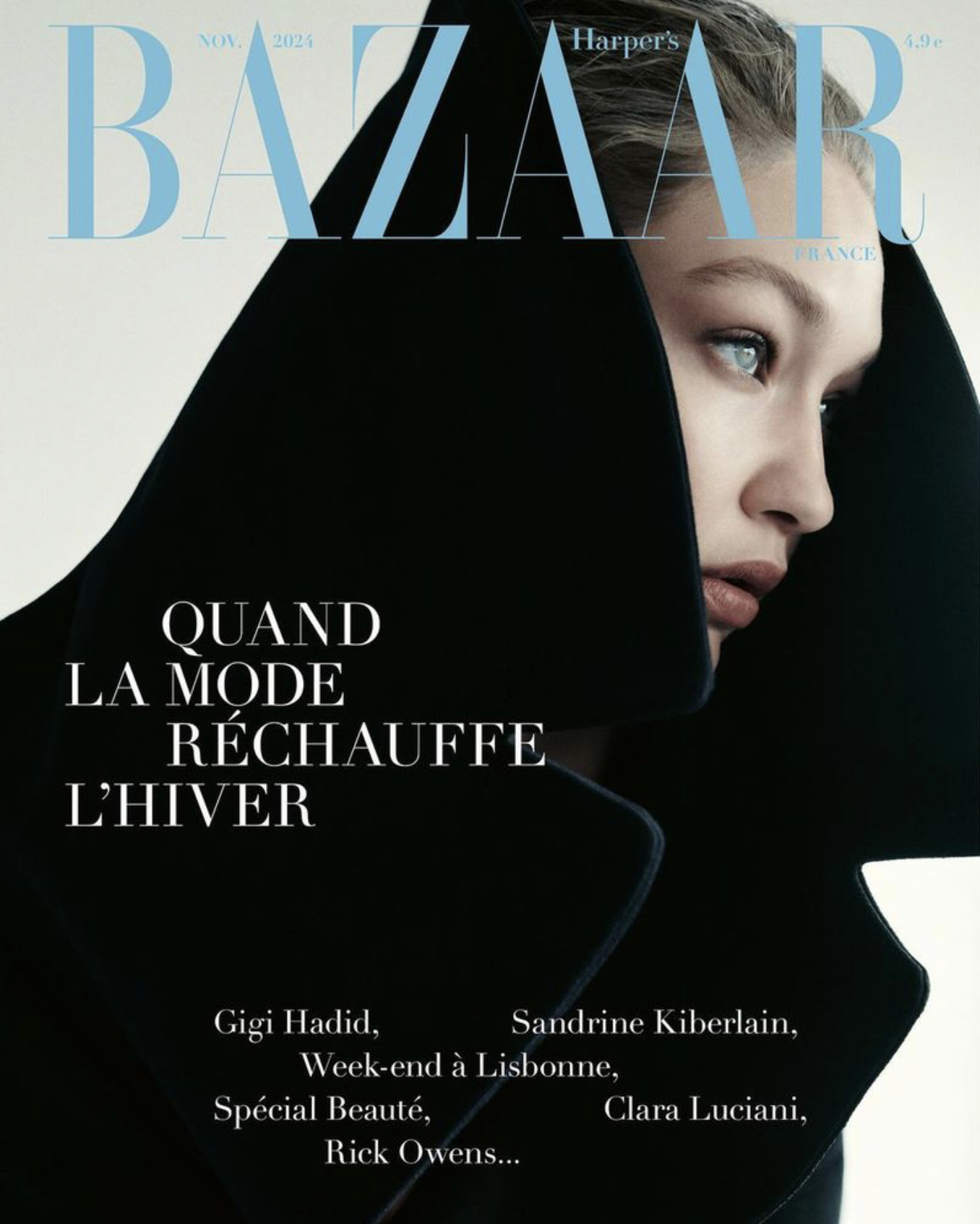 Gigi Hadid Wears Winter Elegance for Harper's Bazaar France November ...