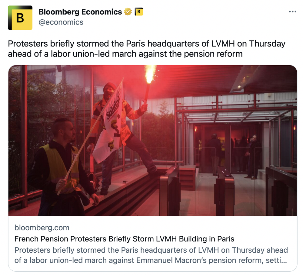 French Protesters Against Pension Reform Storm LVMH Paris — Anne of ...