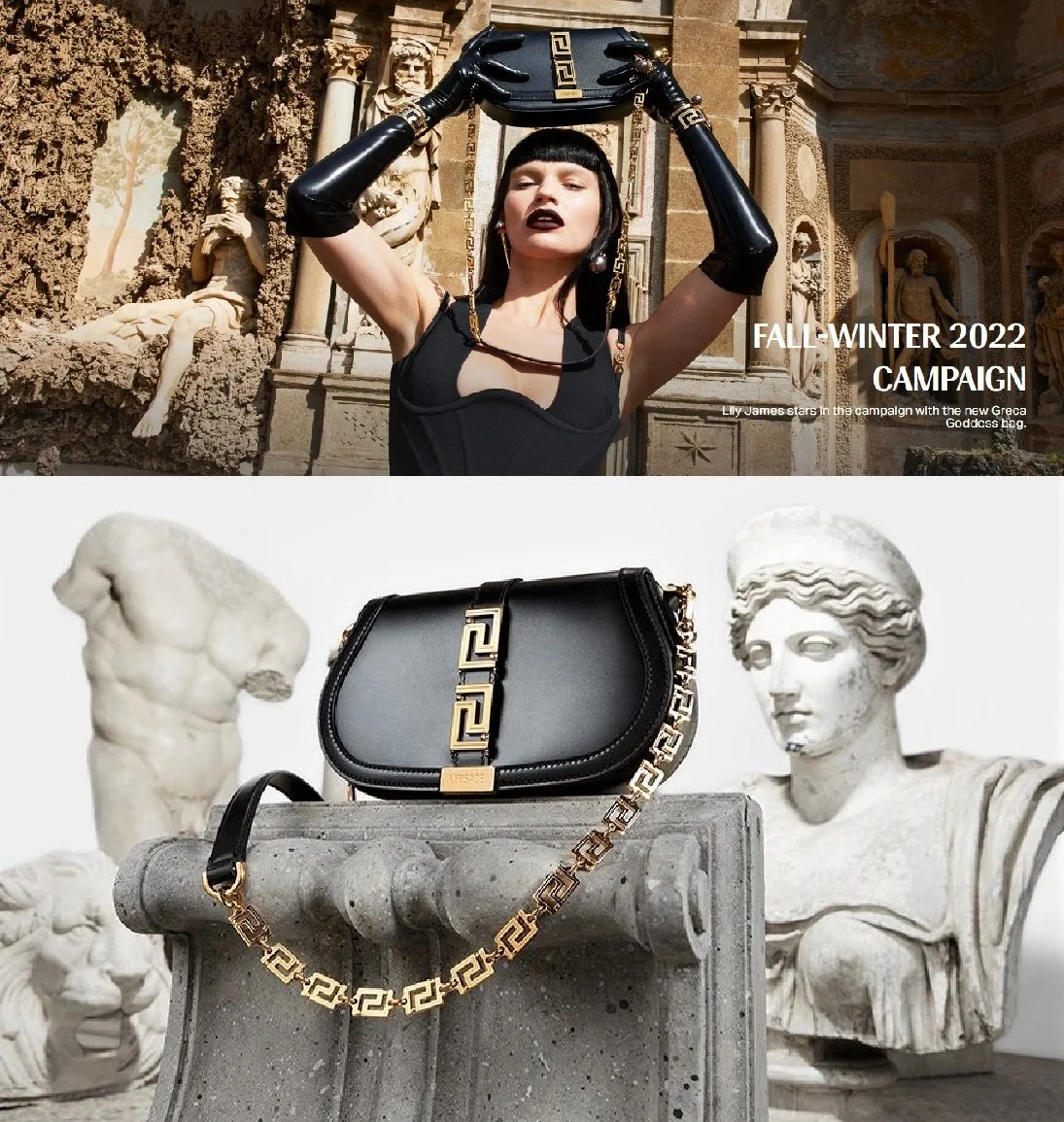 Lily James Leads Goddesses and Rebels in Versace Fall 2022/23 Campaign ...
