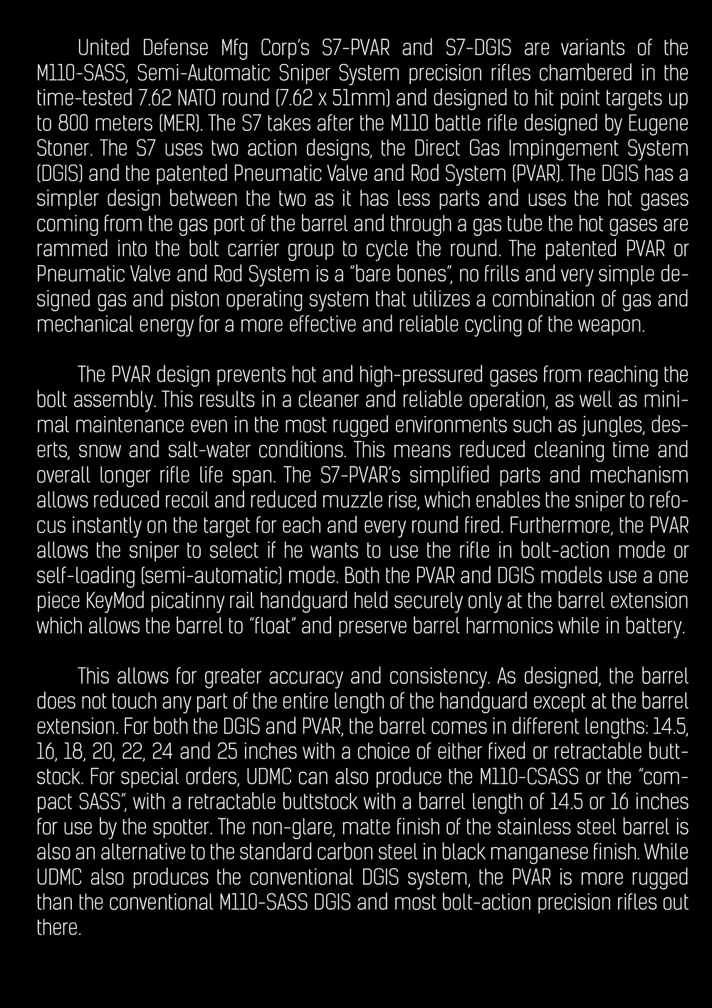 7.62 NATO RIFLES — United Defense Manufacturing Corp.