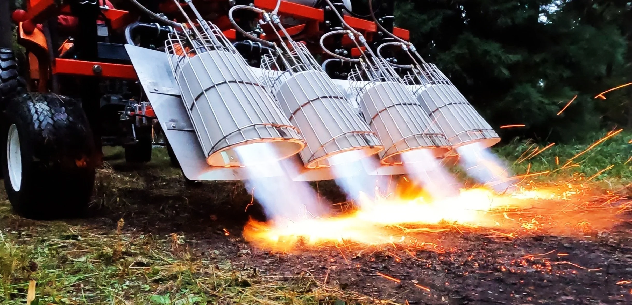 FlameWerks LLC-Tractor Mounted and Tow-Behind Flaming Equipment