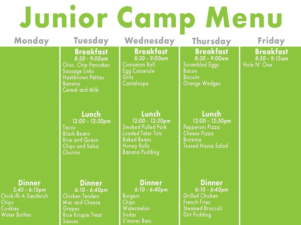 Menus 2024 — Woodlands Camp