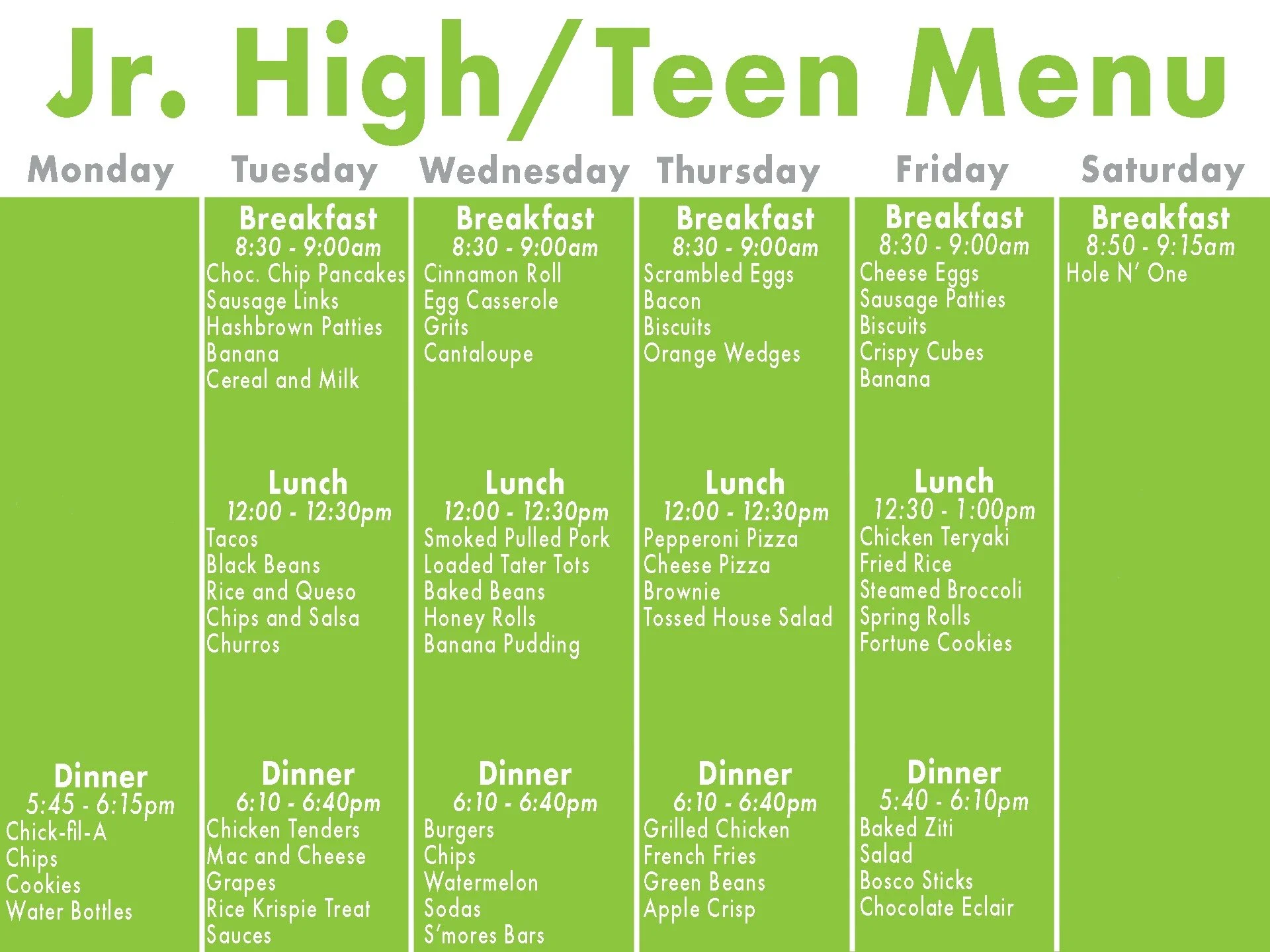 Menus 2024 — Woodlands Camp