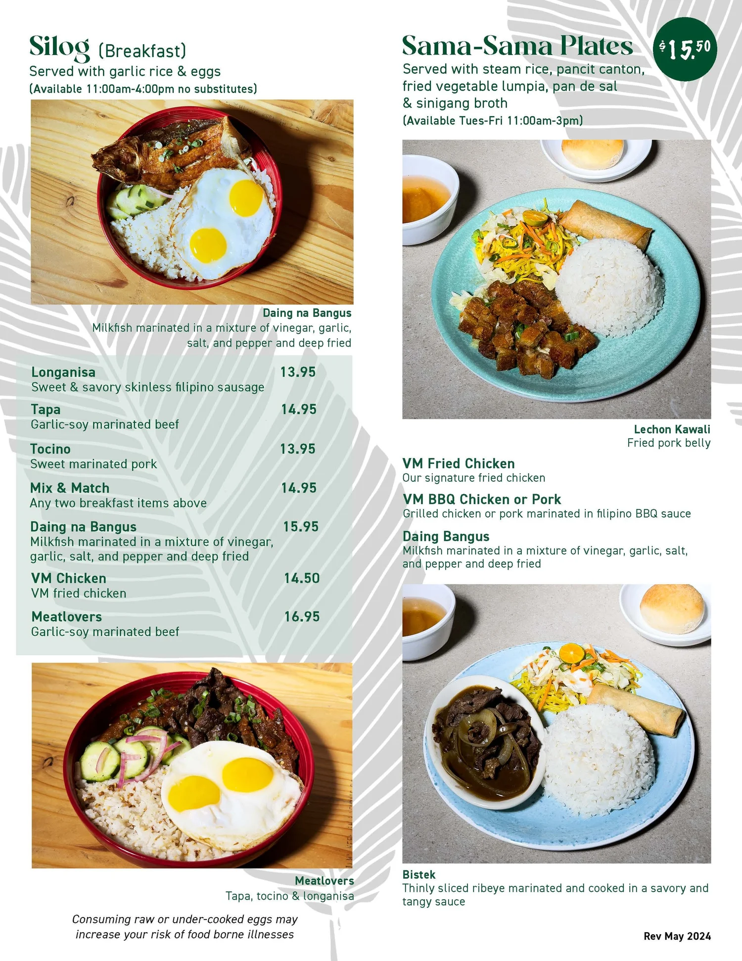 Menu — Villa Manila