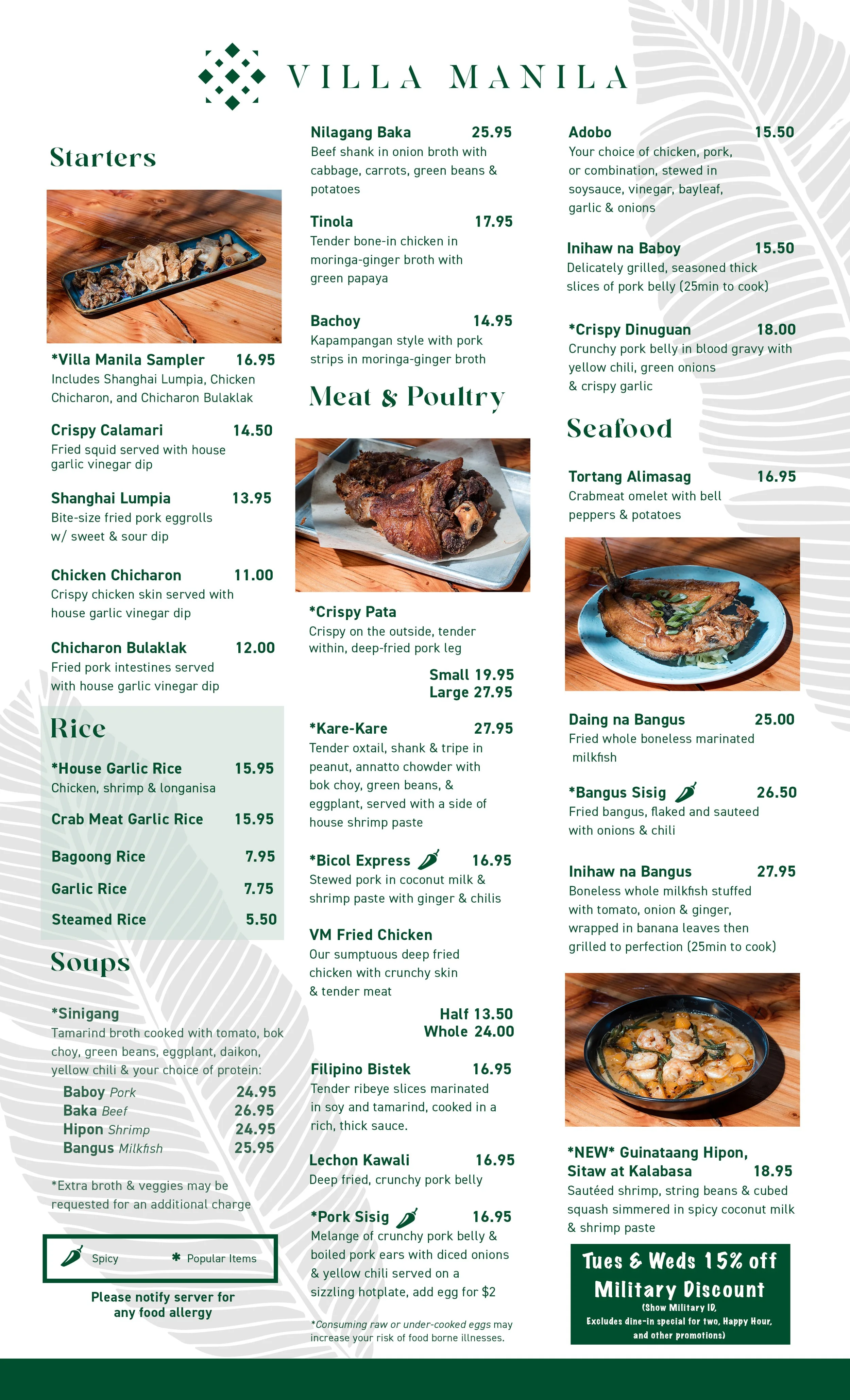 Menu — Villa Manila
