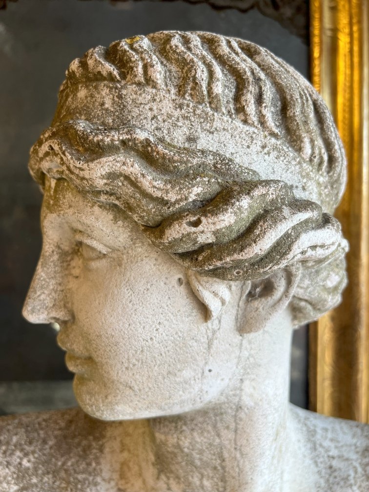 Italian Antique Stone Cast Bust of Athena Lemnia — Bellini's Antique Italia