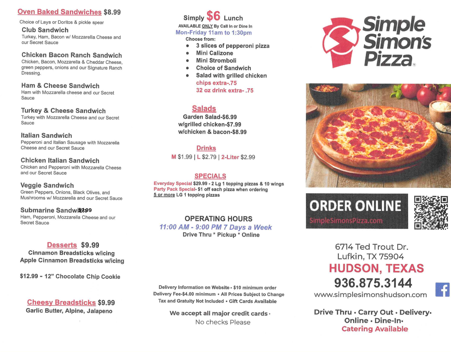 Menu — Simple Simon’s Pizza Hudson