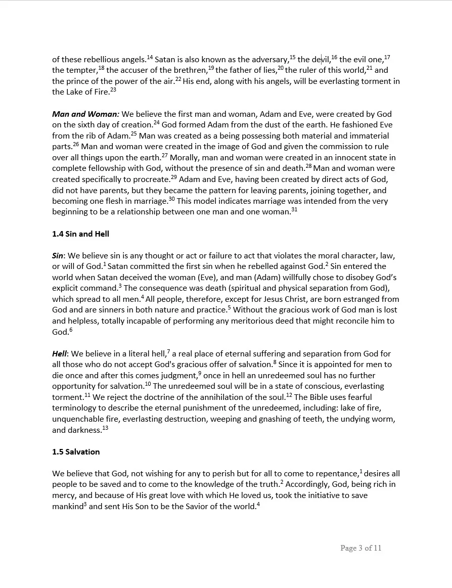 Full Doctrinal Statement — Rice Lake Bible Chapel