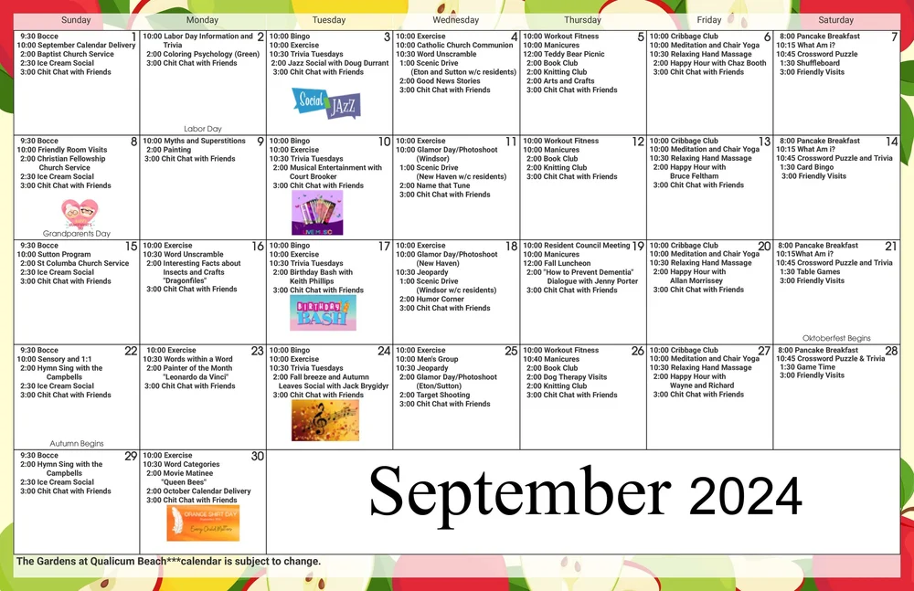 Recreation Calendars — The Care Group BC