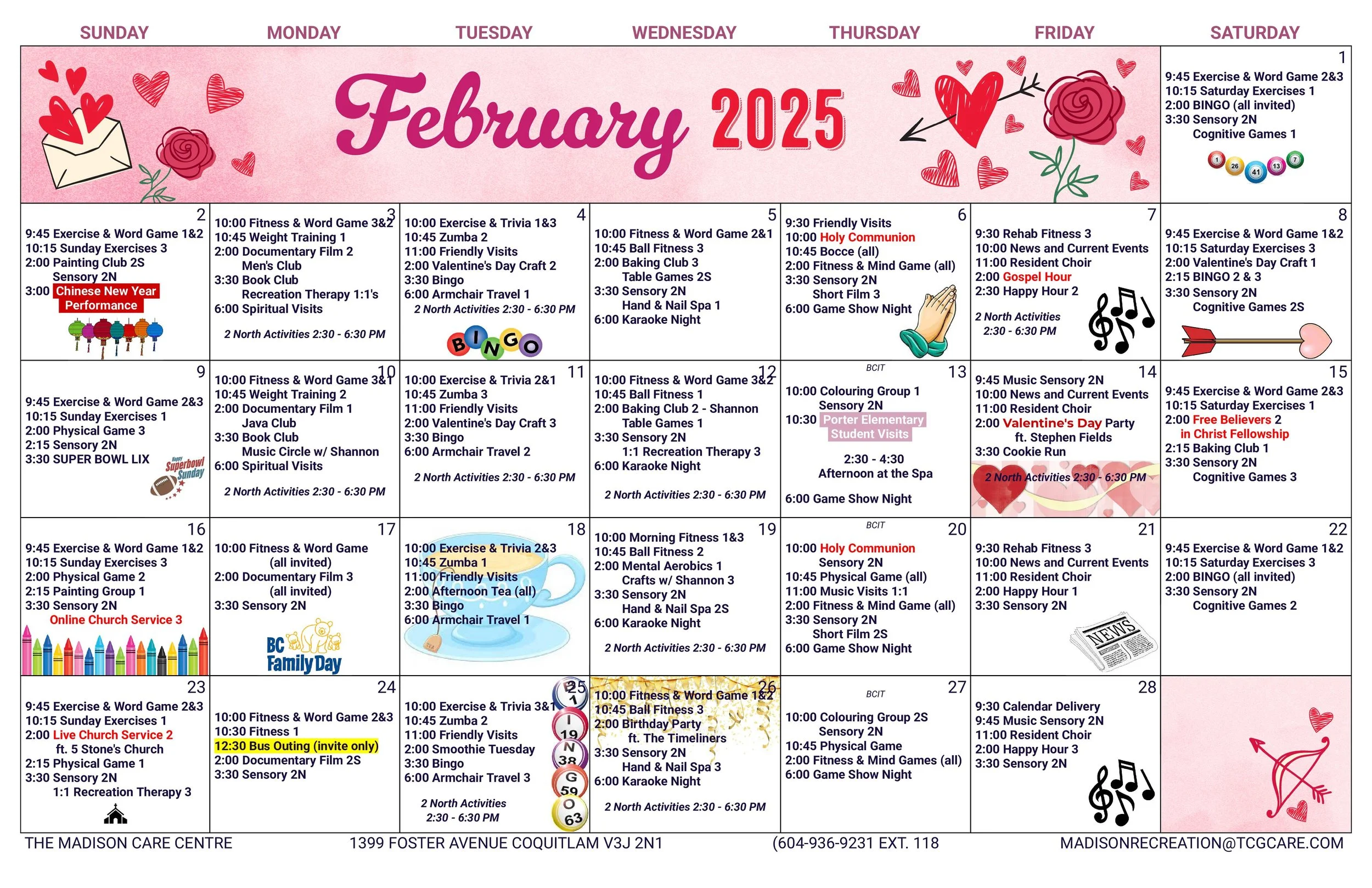 Recreation Calendars — The Care Group BC