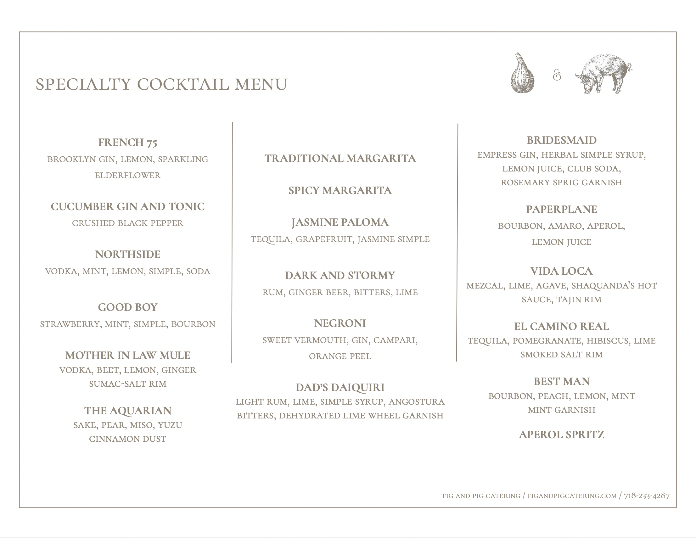 Bar Services — Fig & Pig Catering