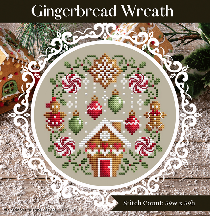 Gingerbread Wreath — Shannon Christine Designs Cross Stitch Patterns