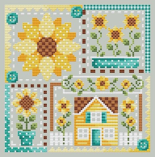 Sunflower Patchwork — Shannon Christine Designs Cross Stitch Patterns
