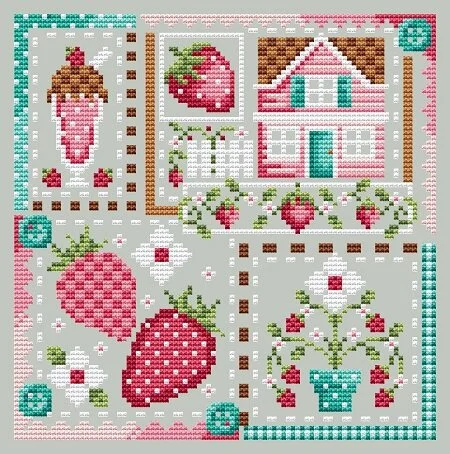 Strawberry Patchwork — Shannon Christine Designs Cross Stitch Patterns