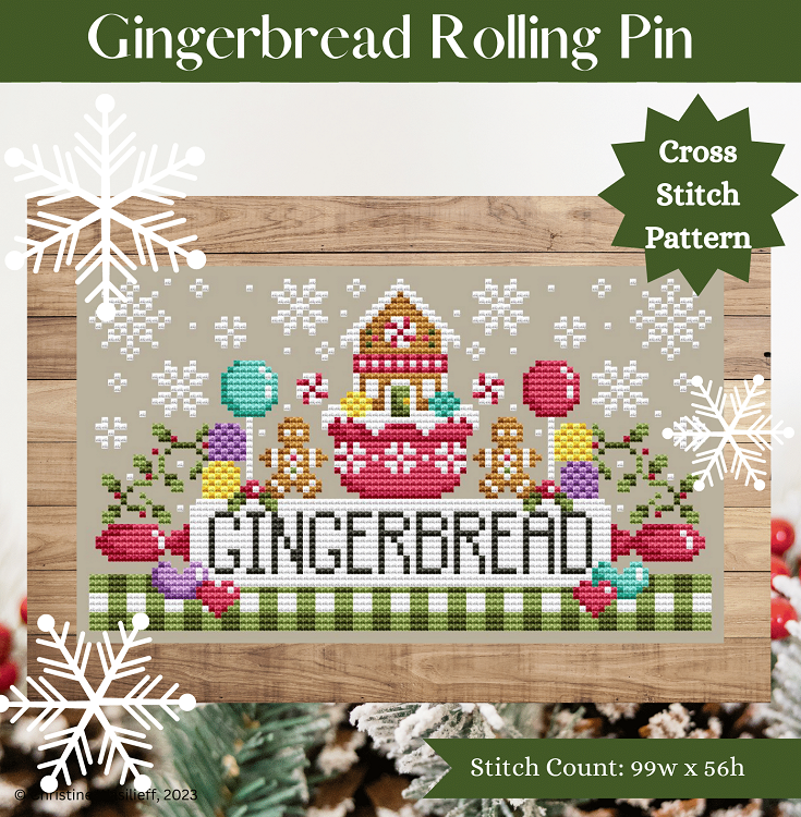 Gingerbread Rolling Pin — Shannon Christine Designs Cross Stitch Patterns