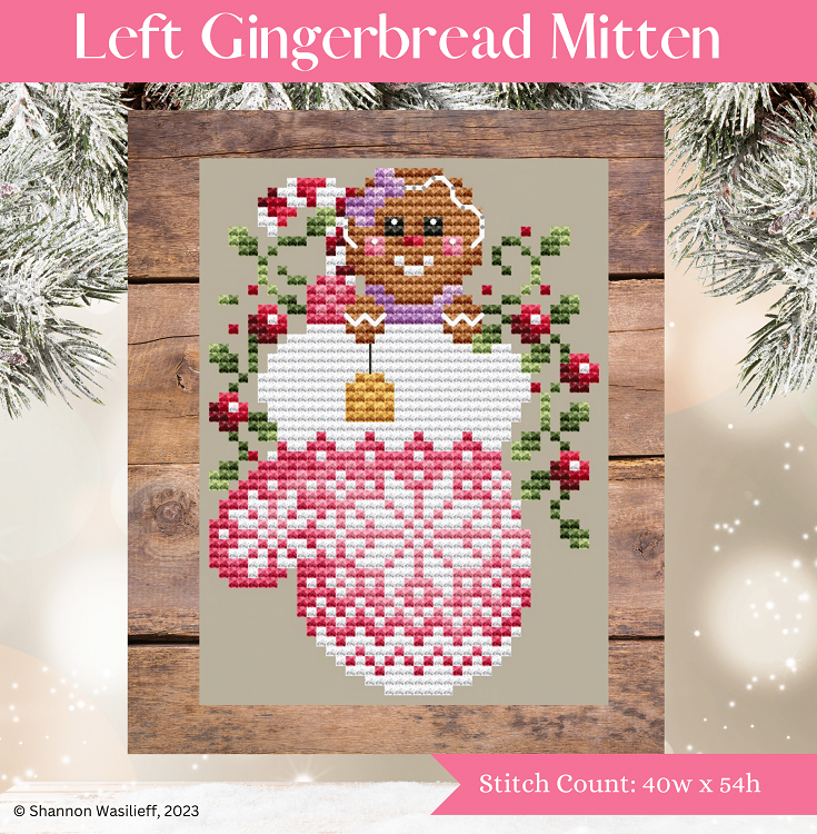 Left Gingerbread Mitten — Shannon Christine Designs Cross Stitch Patterns