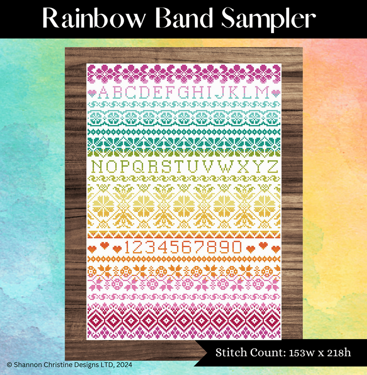 Rainbow Band Sampler — Shannon Christine Designs Cross Stitch Patterns