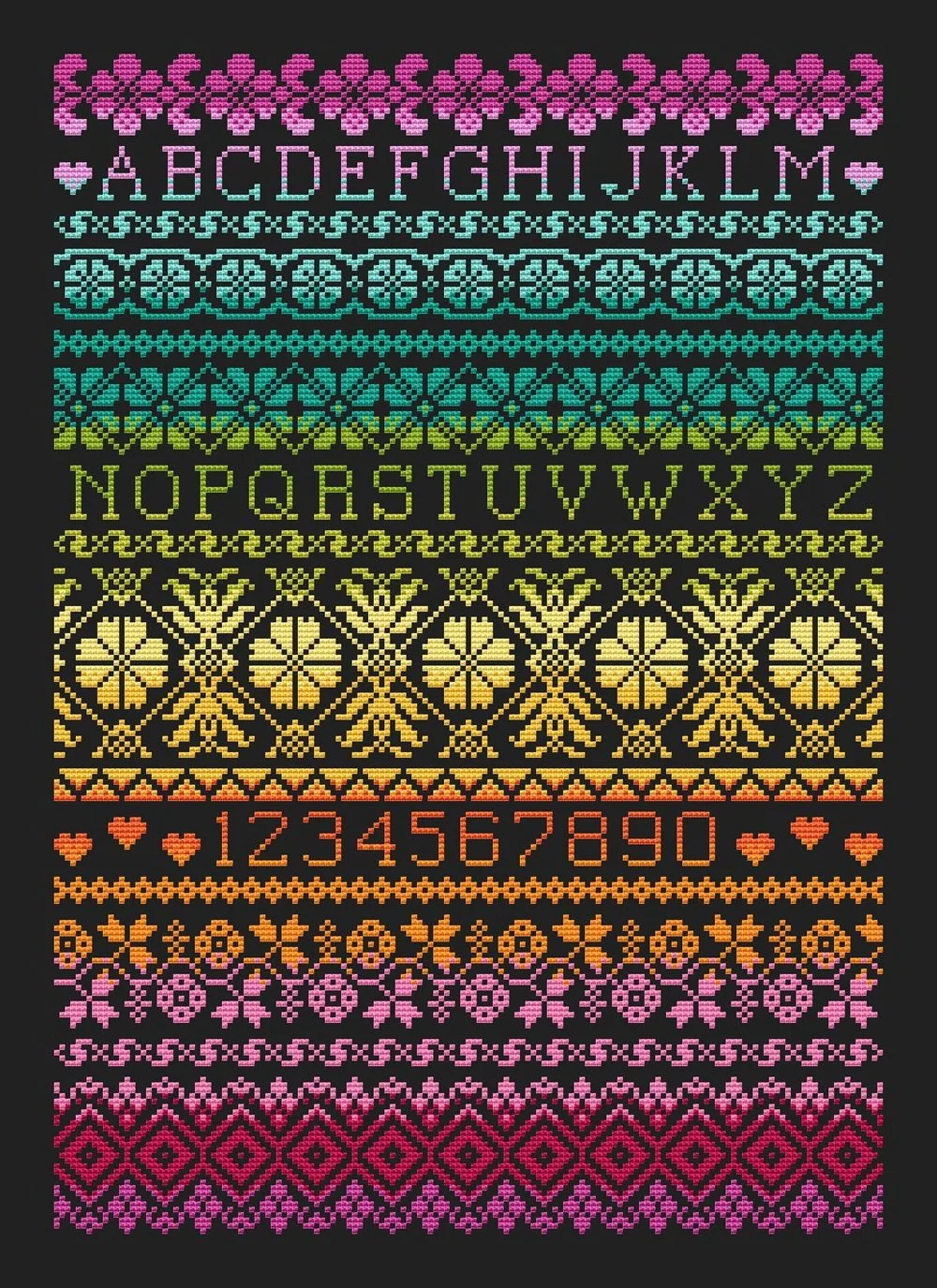 Rainbow Band Sampler — Shannon Christine Designs Cross Stitch Patterns