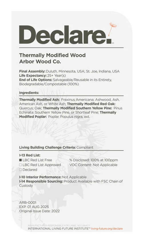 Thermally Modified Wood: A Red List-Free Solution with a Declare Label ...