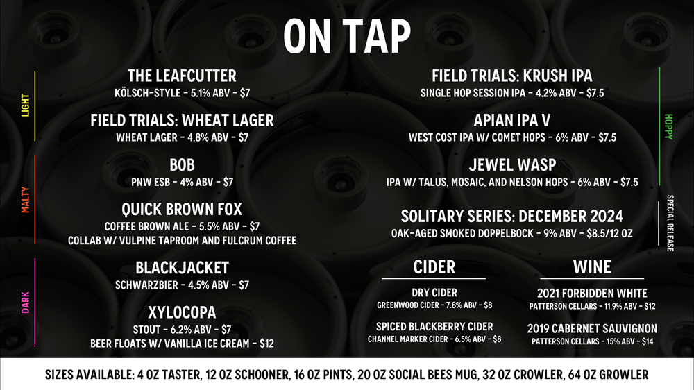 Taproom Menu — Watts Brewing Company