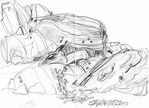 How to Draw Rocks and Mountains in a quick Landscape Sketch