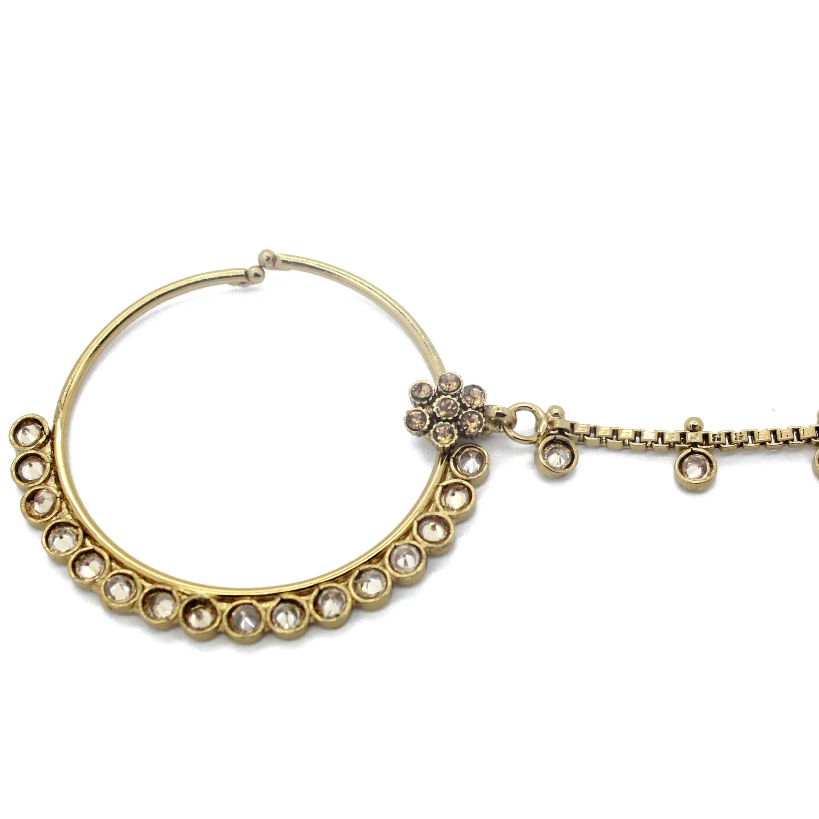 Antique Gold 'FARAH' Nath Nose Chain — Glimour Jewellery