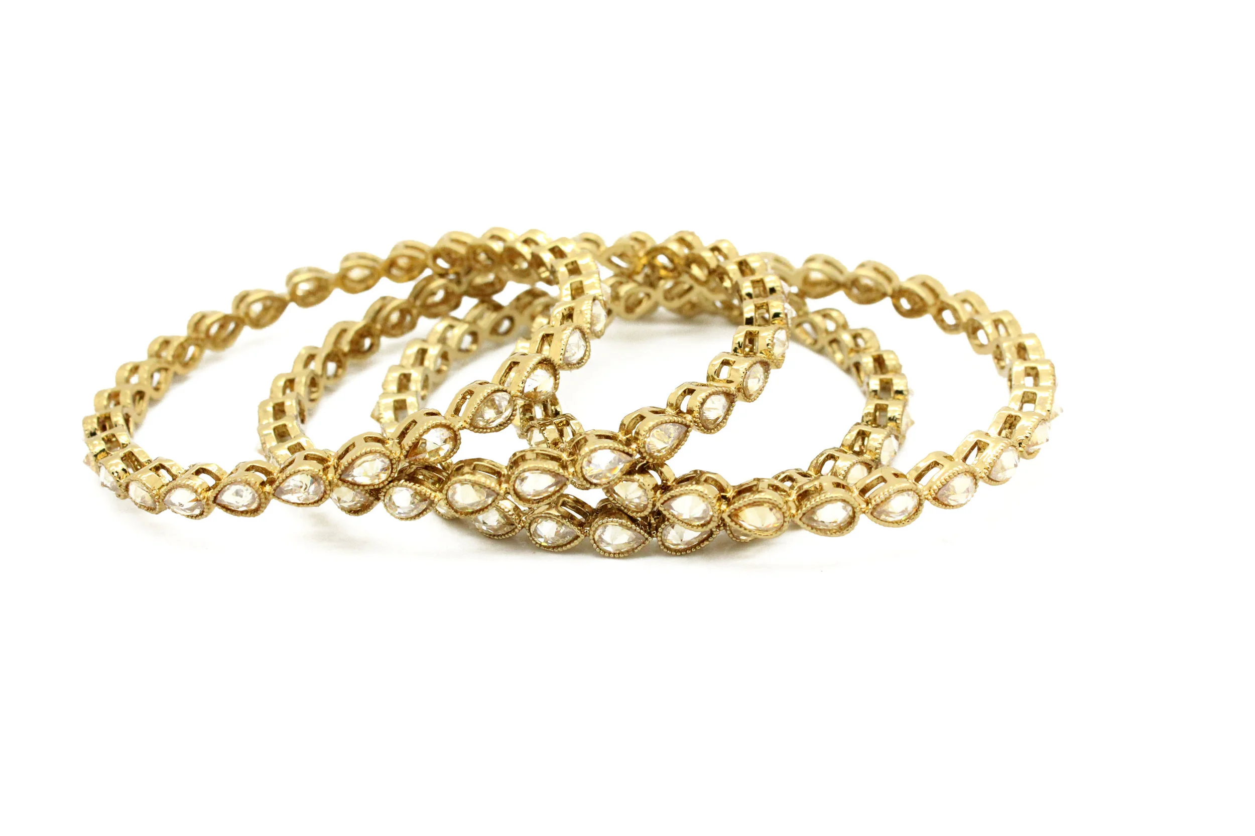 Set of 4 Gold 'REET' Kundan Stone Bangles — Glimour Jewellery