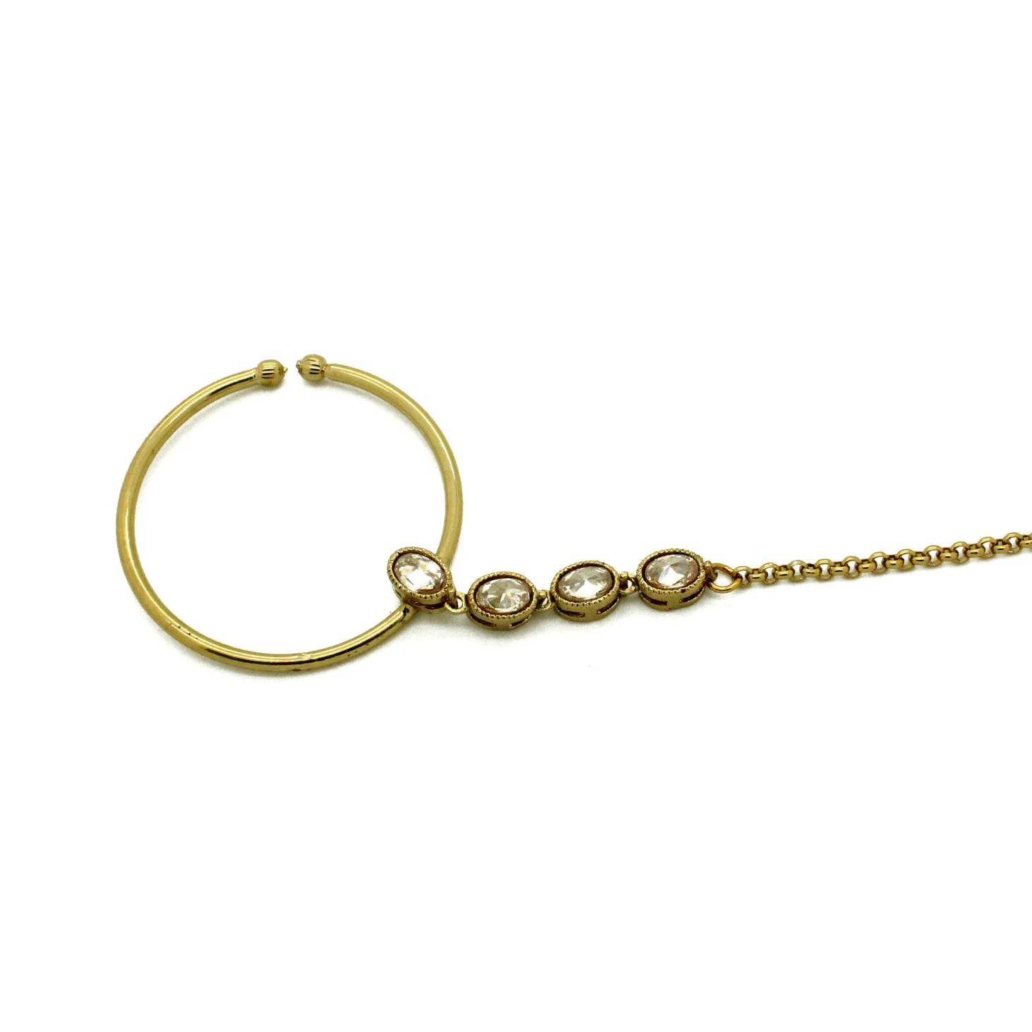 Antique Gold Layered Stone 'RIMI' Nose Chain Nath — Glimour Jewellery