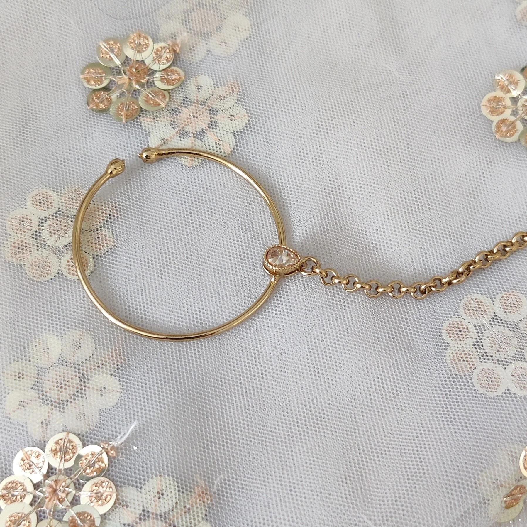 Antique Gold Simple Indian Nose Chain Nath Nathini Nose Piece — Glimour ...