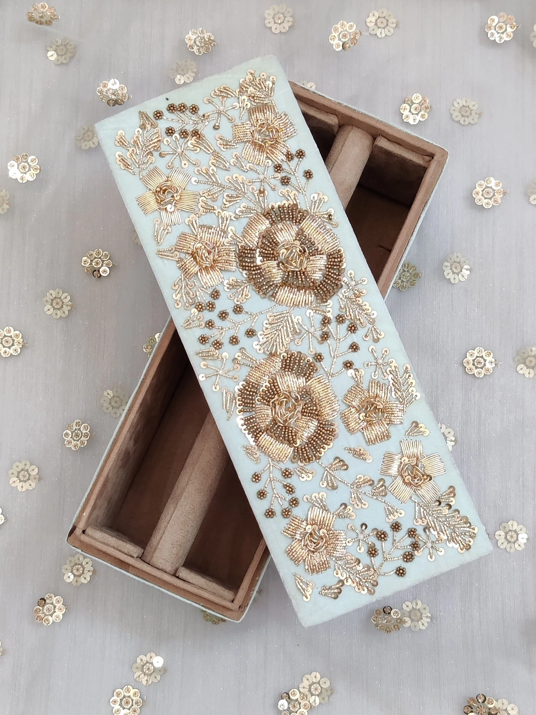 Maroon Sequin Handmade Velvet Bridal Bangle Box Bridal Choora Box ...